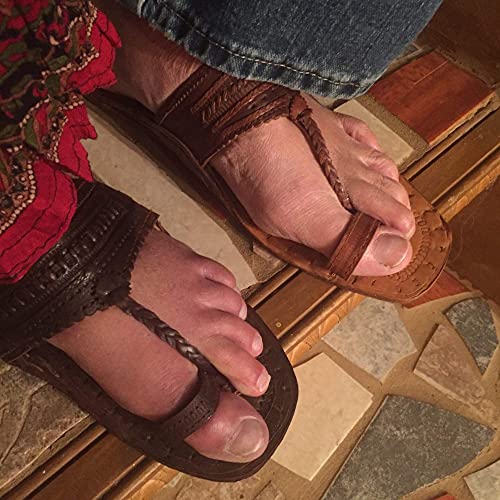 Beadscape ~ A Bit of Deja Vu Hippie Water Buffalo Jesus Sandals 100% Leather (Dark Brown men's size 9 / women's size 11)