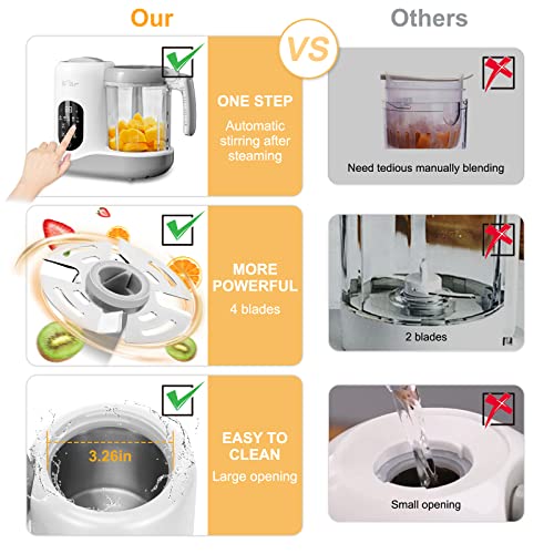 BEAR 2023 Baby Food Maker | One Step Baby Food Processor Steamer Puree Blender | Auto Cooking & Grinding | Baby Food Puree Maker with Self Cleans | Touch Screen Control