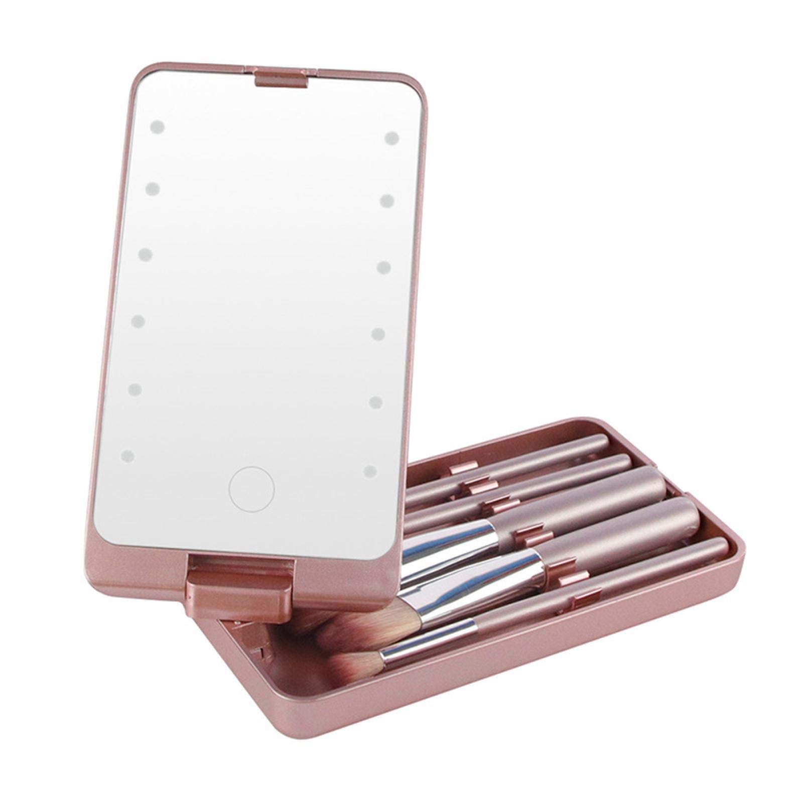 FQYYDD Illuminated Makeup Mirror Portable Mini Led Makeup Mirror Touch Screen Rotates The Makeup Brush Storage Box