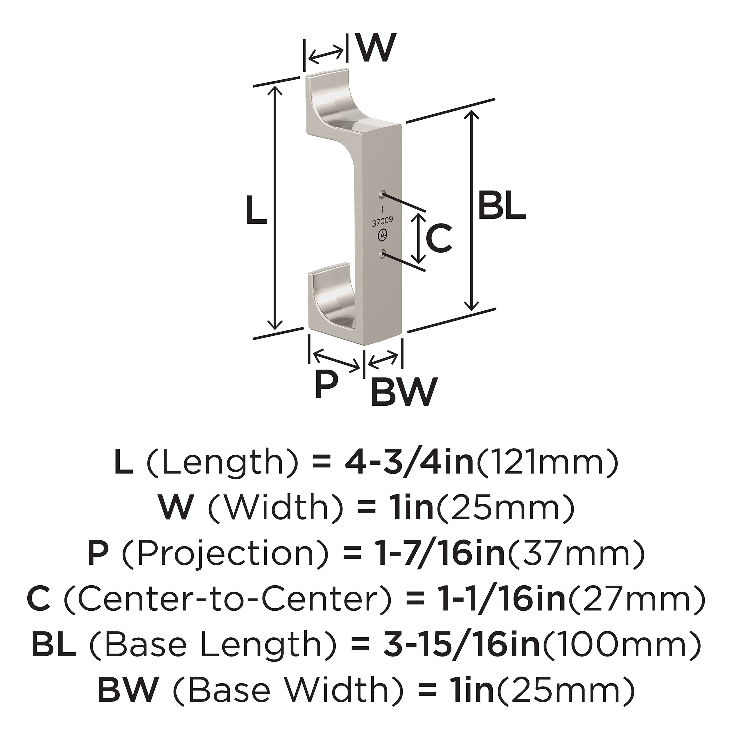 Amerock H37009G10 | Bray Double Prong Decorative Wall Hook | Satin Nickel Hook for Coats, Hats, Backpacks, Bags | Hooks for Bathroom, Bedroom, Closet, Entryway, Laundry Room, Office