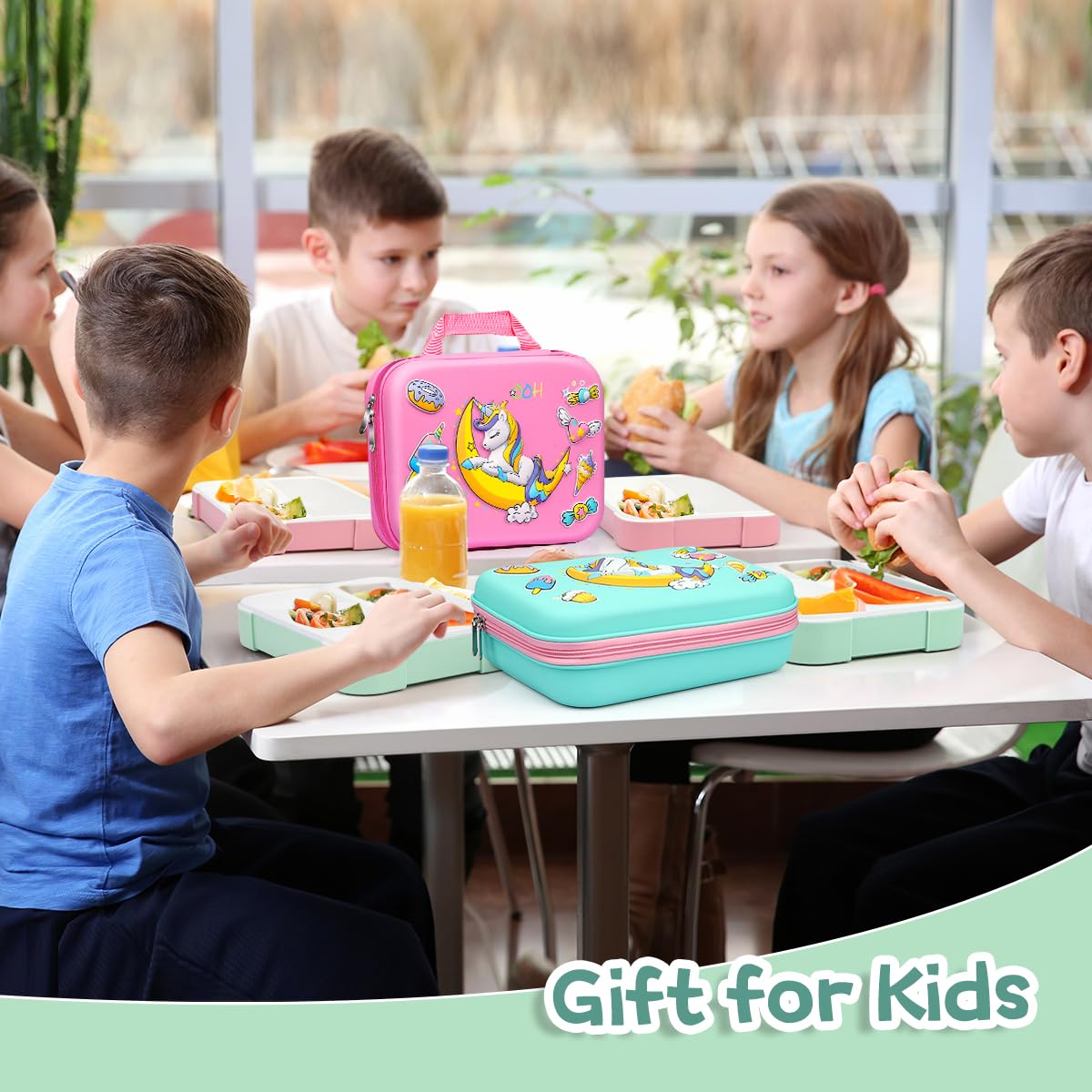 30Pcs Lunch Box for Girls,Insulated Unique Lunch Bag Set 4 Compartments Bento Box with Lunch Accessories Ice Pack Water Bottle Silicon Cap Spoon Fork Salad Container for Lunch Kids School Supplie,Pink