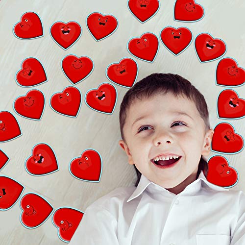 72 Pieces Heart Cut-Outs 3 Inch Printed Hearts Cut-Outs Cute Heart Shape Decoration for Valentines Day Crafts Home Class Office Decor, Red