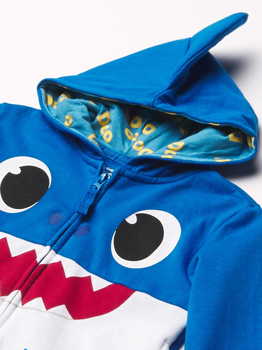Pinkfong Boys Baby Zip Up Big Face Hoodie-Daddy Shark Blue Toddler Sizes 2T-5T, 5T