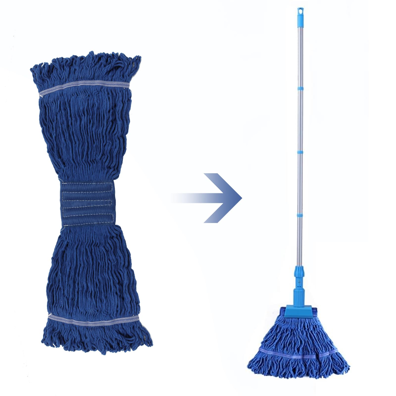 4Pcs Commercial String Mop Head, Loop-End Mop Head Replacement, Heavy Duty Mop Head Refills, Cotton Looped End Wet Cleaning Mop Refill for Home, Industrial and Commercial Use