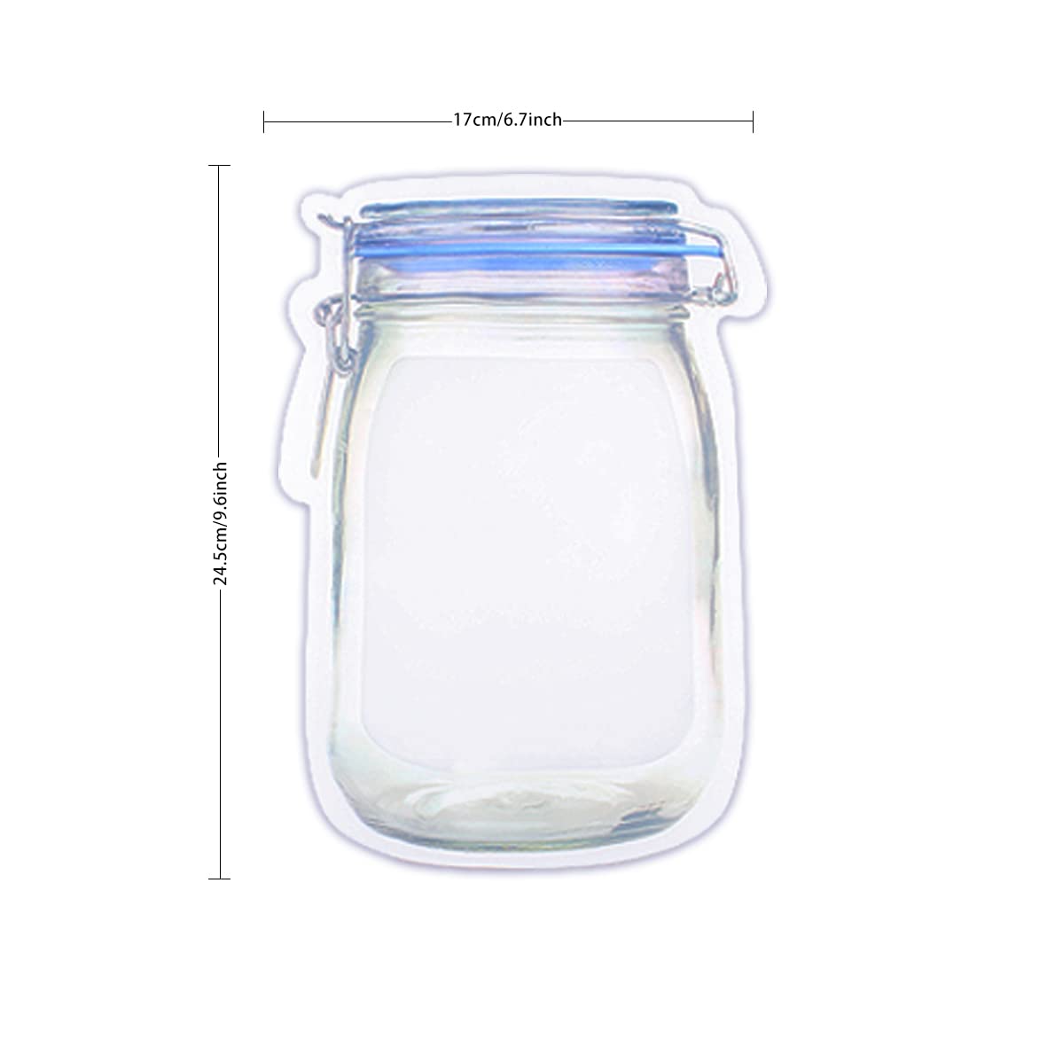 30Pcs Mason Jar Zipper Bags-Size:15 * 9.5cm- Reusable Airtight Seal Food Storage Bags for Kitchen,Camping,Travel By Amber&Sean(Large)