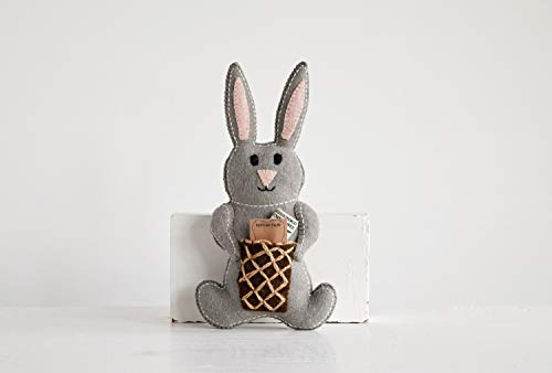 Creative Co-Op Felt Wool Bunny Tooth Fairy Pillow, 8" L x 14" H, Grey
