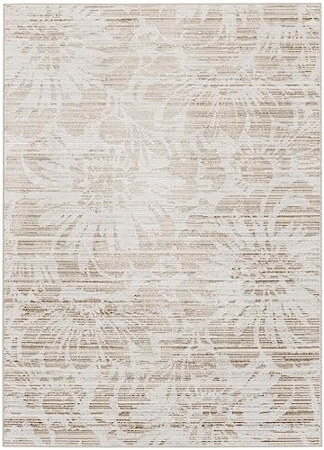Inspire Me! Home Décor Iliana Modern Ivory Grey with Gold Accents 5'3" x 7'3" Area Rug, EasyCleaning, Non Shedding, Bed Room, Living Room, Dining Room, Kitchen (5x7)