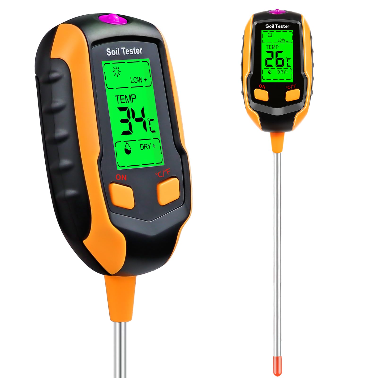 4-in-1 Soil Moisture Meter Digital Plant Temperature/Soil Moisture/PH Meter/Sunlight Intensity/Environment Humidity Backlight LCD display Soil Test Meter for Gardening, Farming and Outdoor Plants
