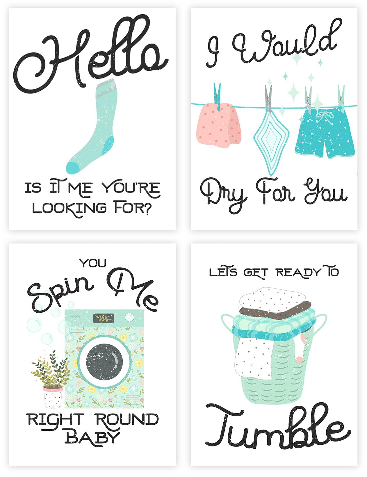 Laundry Room Wall Art, 4PCS Vintage Laundry Room Decor, Wash Sort Fold Set Picture Creative Illustration Laundry Room Rules Laundry Posters for Women Mom Girl Laundry Room Art (8x10 Inches)