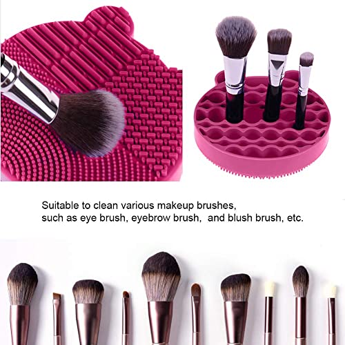 Makeup Brush Cleaning Mat,2 in 1 Makeup Brush Holder for Washing and Holder, Silicone Scrubber Pad for Drying Rack Cosmetic Clean Tools, 1 Pack