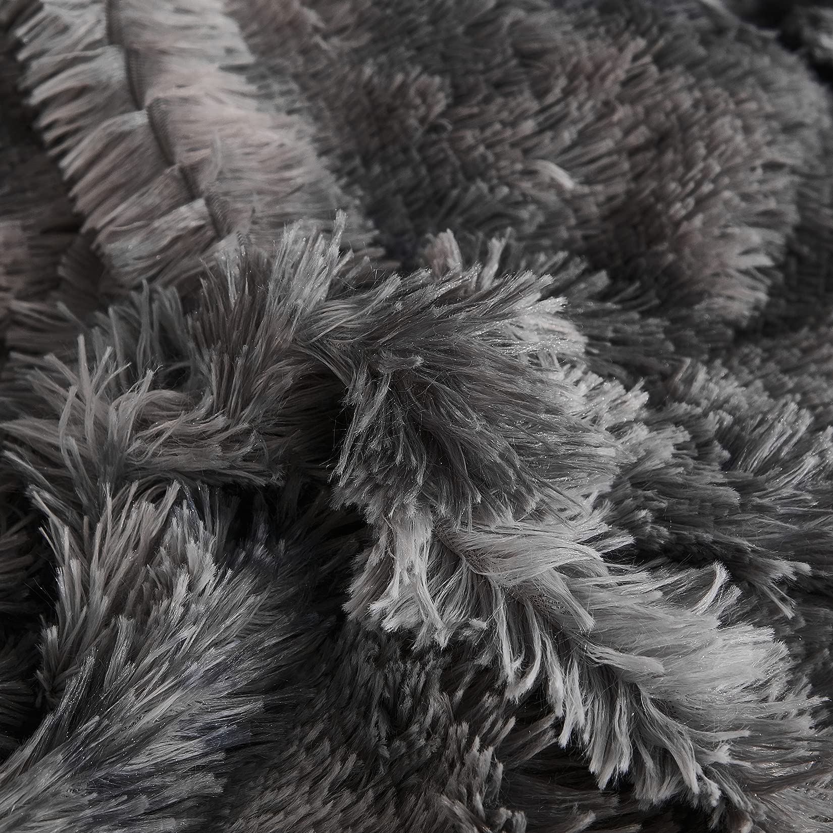 WERDIM Shaggy Fluffy Tie Dye Duvet Cover Set Button Closure Velvety Bedding Set Comforter Cover with Pillowcases Tie Dye Dark Grey, Twin Size
