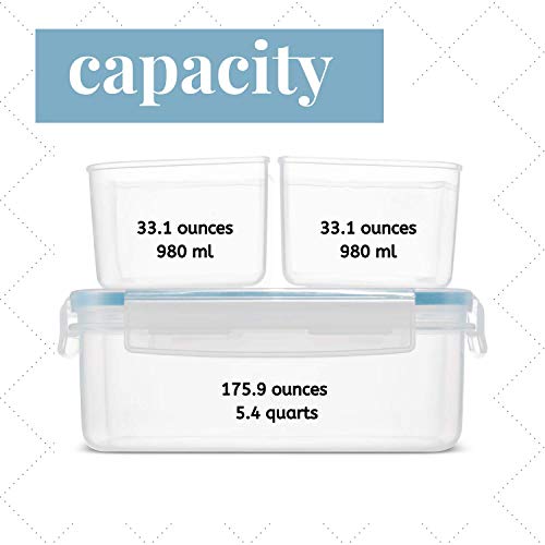 Komax Biokips Large Food Storage Container w/4 Nestable Compartments – Food Containers for Grains, Beans, Sugar, & Rice Storage – Airtight Rice Container – BPA-Free Food Storage Containers (175 oz)
