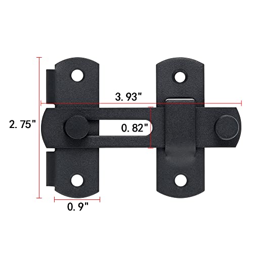 INIRET 2 Packs Barn Door Latches,3.93” x 2.75” Matte Black Stainless Steel barn gate flip Door Latch Bi-fold Door Lock,Sliding Door Antique Lock Gate Latches Wine Cabinet Closet Door Latches