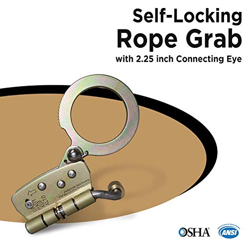AFP Self-Locking Rope Grab with 2.25 inch Connecting Eye, used with 5/8ββ Lifeline Rope, For Construction, Climbing, Fall-Protection, 310 lb. Capacity (OSHA/ANSI Compliant)
