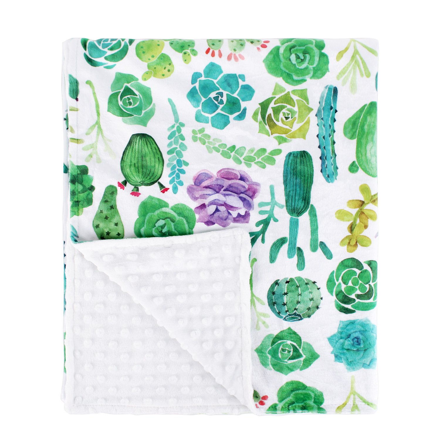 YIQIGO Watercolor Texture with Succulent Cactus Plant Baby Blanket Swaddle Kid Toddler Blanket (Purple Flower)