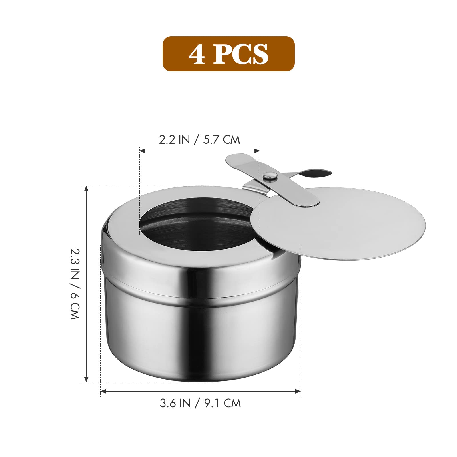 4pcs Buffet Warmer Fuel Holder with Cover Chafer Stainless Steel Canned Heat Fuel Box Burner Chafer Canned for Buffet Barbecue Party