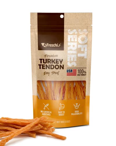 Afreschi Turkey Tendon for Dogs, Dog Treats for Soft Series, All Natural Human Grade Dog Treat, Suitable for Training chew, Ingredient Sourced from USA, Rawhide Alternative, Soft Strip