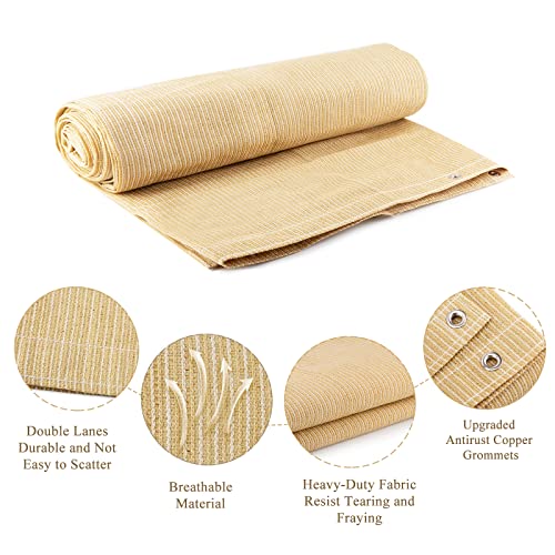 ABOSUN Outdoor Sun Shade Cloth, 6’ x 12’, Pergola, Deck, and Backyard Patio Sunshade with UV Protection, Heat Resistant HDPE Material, Reinforced Grommets (6x12 FT,Wheat)