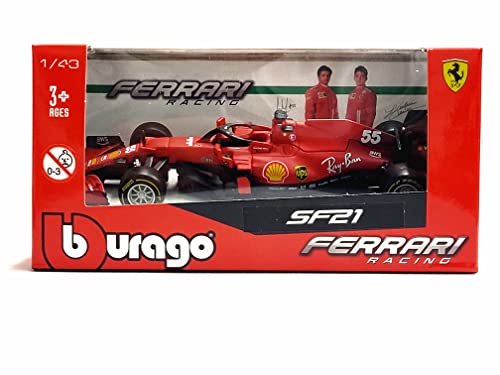 Bburago 1/43 2021 Ferrari SF21 F1#55 Carlos Sainz Diecast Model Car 36829