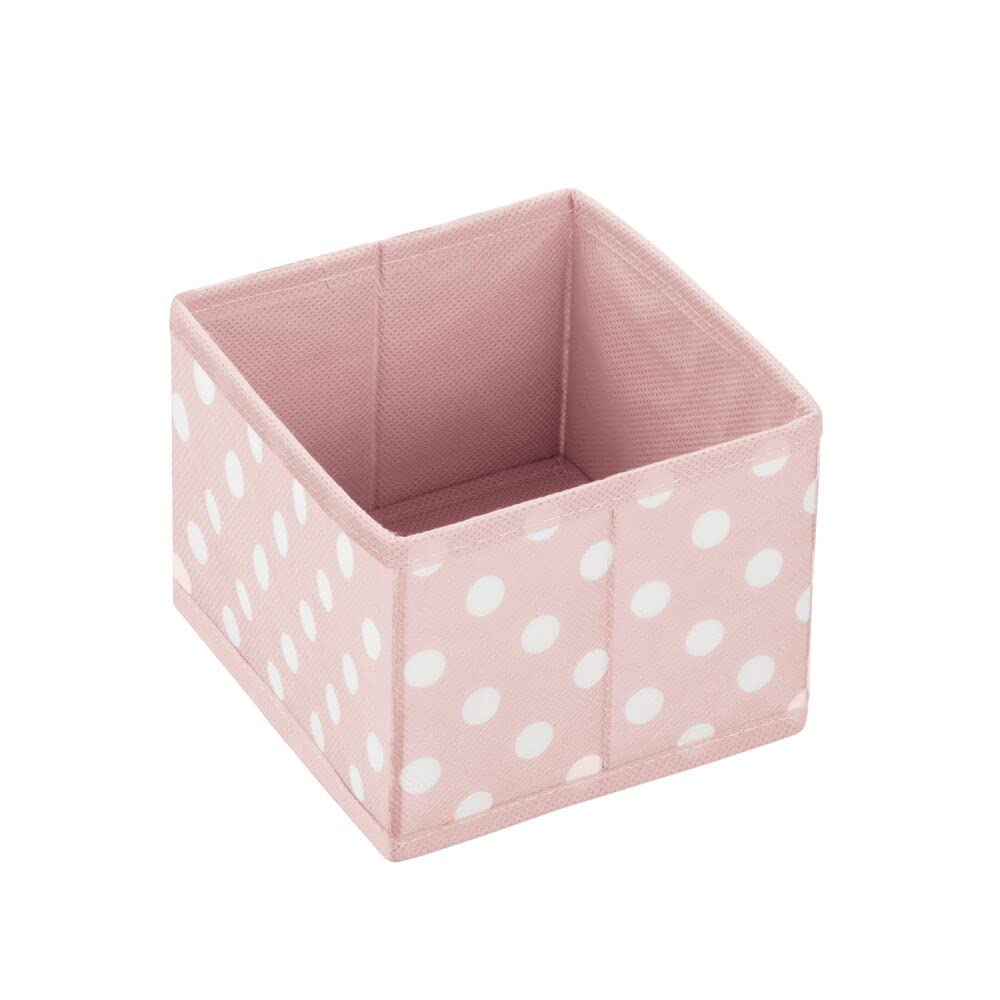 mDesign Soft Fabric Polka Dot Dresser Drawer and Closet Storage Organizer, Bin for Child/Kids Room, Nursery, Playroom, Bedroom, 4 Pack - Pink/White