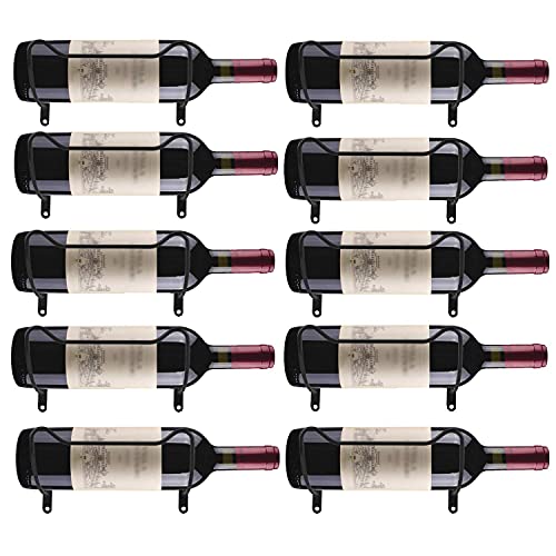 HighFree Wall Mounted Wine Racks 10 Pack Iron Wine Bottle Display Holder Rack Hanging Wine Organizer Rack with Screws for Beverages/Liquor Bottles Storage