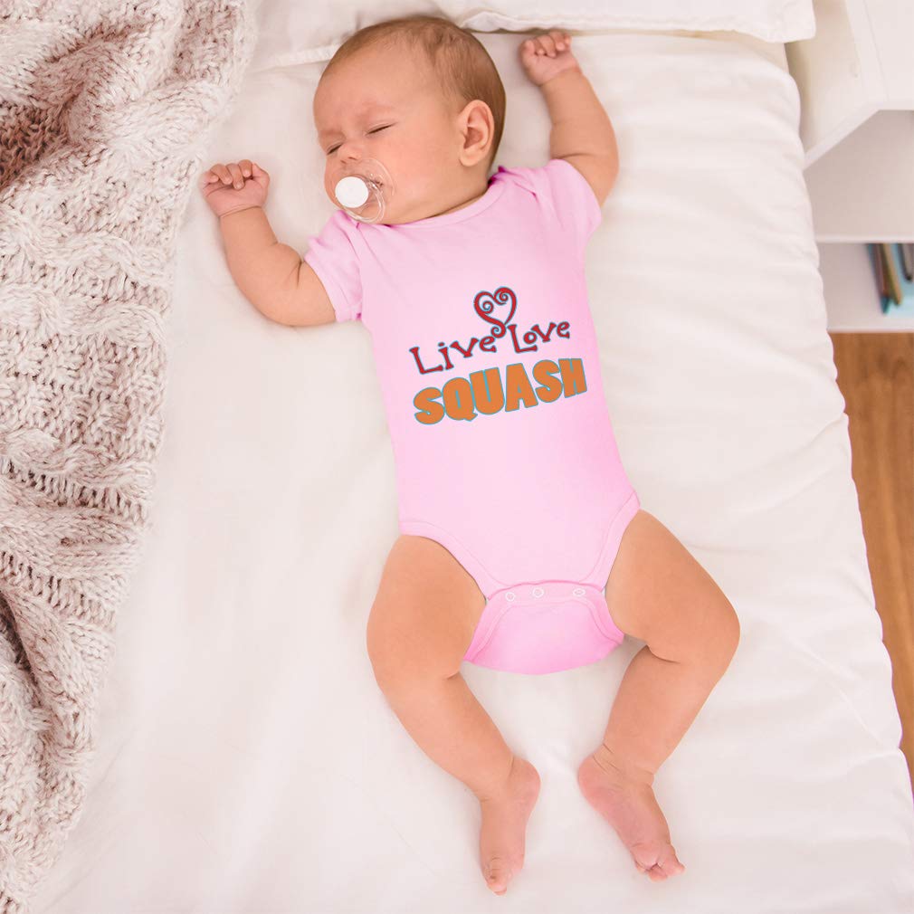 Custom Baby Bodysuit Live Love Squash Sport Funny Cotton Boy & Girl Baby Clothes Soft Pink Design Only 6 Months