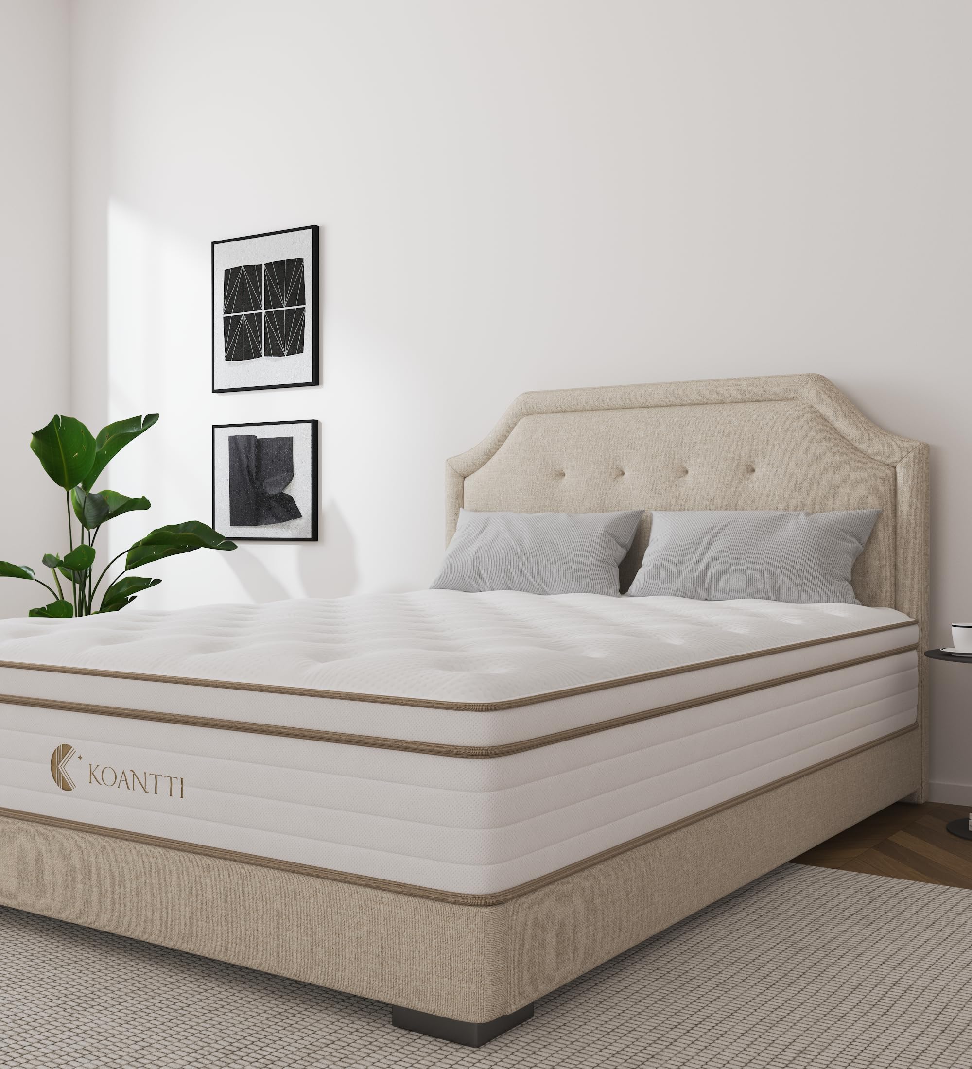 KOANTTI King Size Mattress,12 Inch Hybrid Mattress in a Box with Gel Memory Foam,Individually Wrapped Pocket Coils Innerspring,Pressure-Relieving and Supportive.