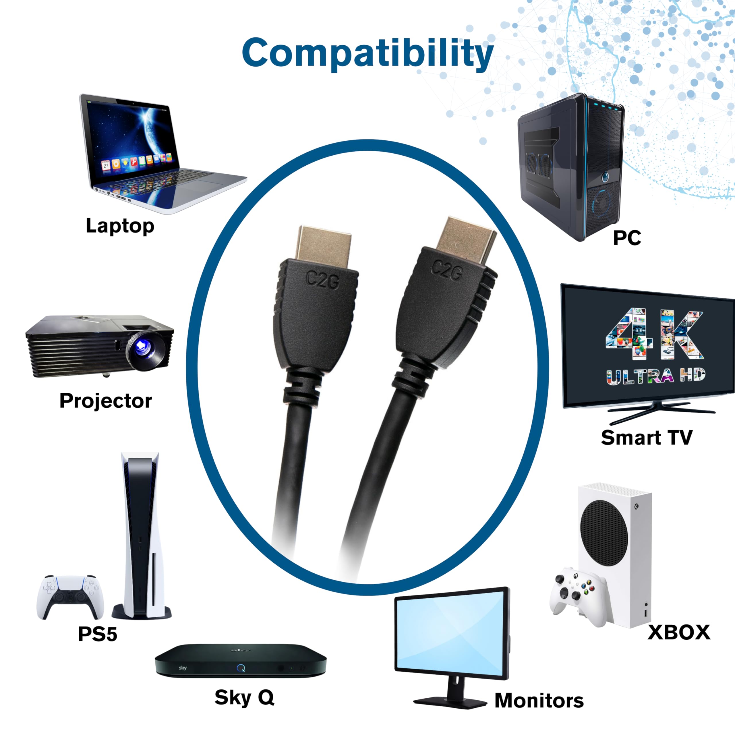 C2G Legrand Ethernet Cable, 4k High Speed HDMI Cable, Black In Wall HDMI Cable, 60 hz HDMI Cable, 4 Foot HDMI Cable, 1 Count, C2G 50608