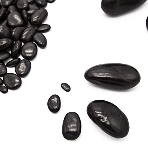5 Pounds River Rocks Polished Pebbles Natural Stones, As Aquarium Rocks Fish Tank Gravel, Decorative Rocks for Aquariums,Plants,Planters,Landscaping - Black