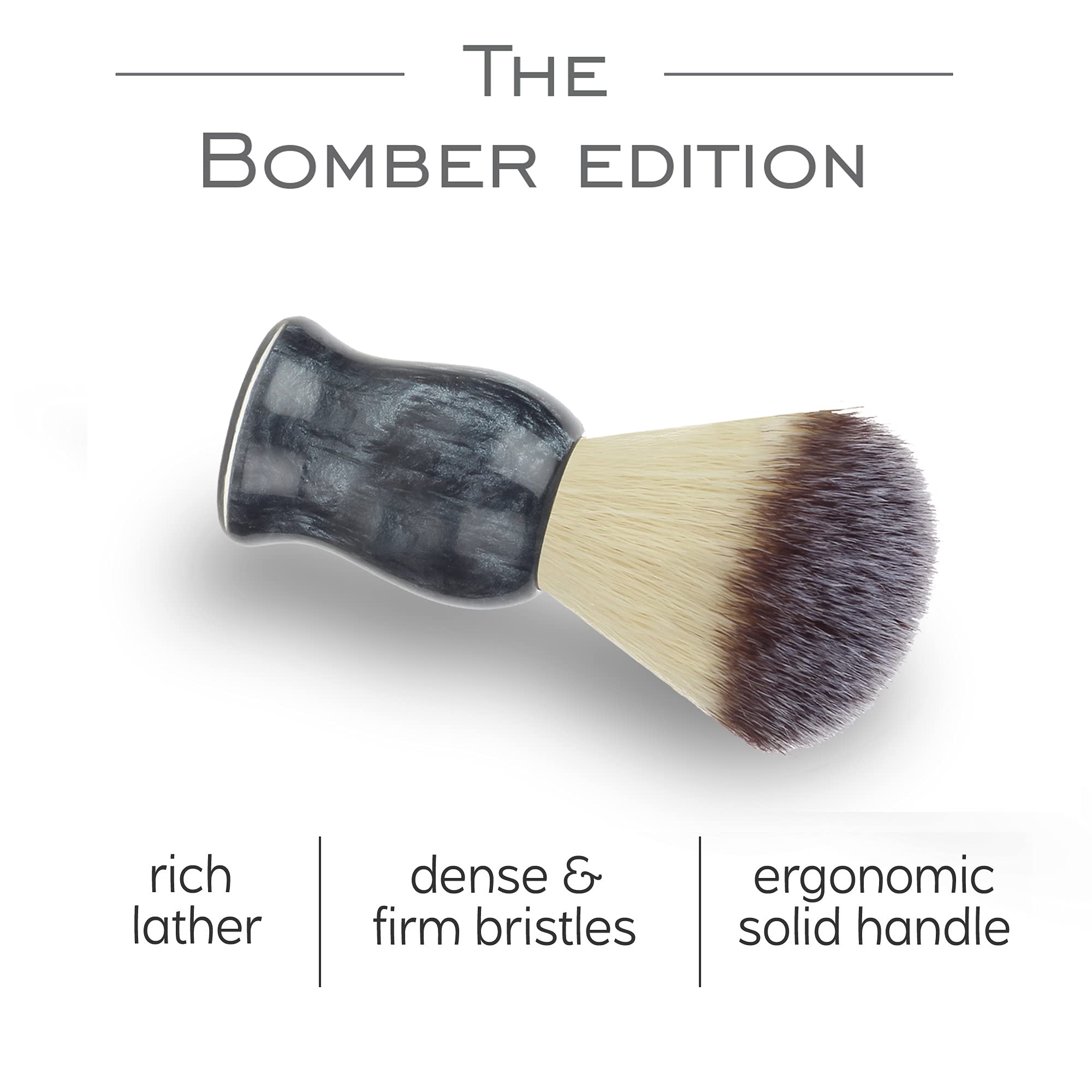 RUBAB MEN Premium Shaving Brush for Men with Cruelty-Free Bristles Synthetic Bristles |Bomber Edition| Experience Luxury Wet Shave & Elegant Dual-Toned Handle Crafted with Passion