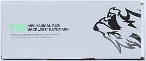 60% Compact Type c - Usb Wired Mechanical Keyboard UK, Blue Switch, RGB Backlit Rainbow LED, Anti-Ghosting, Media Keys, Laser carving, Ergonomic Aesthetic, for Computer PC Laptop PS4 XBOX - Black