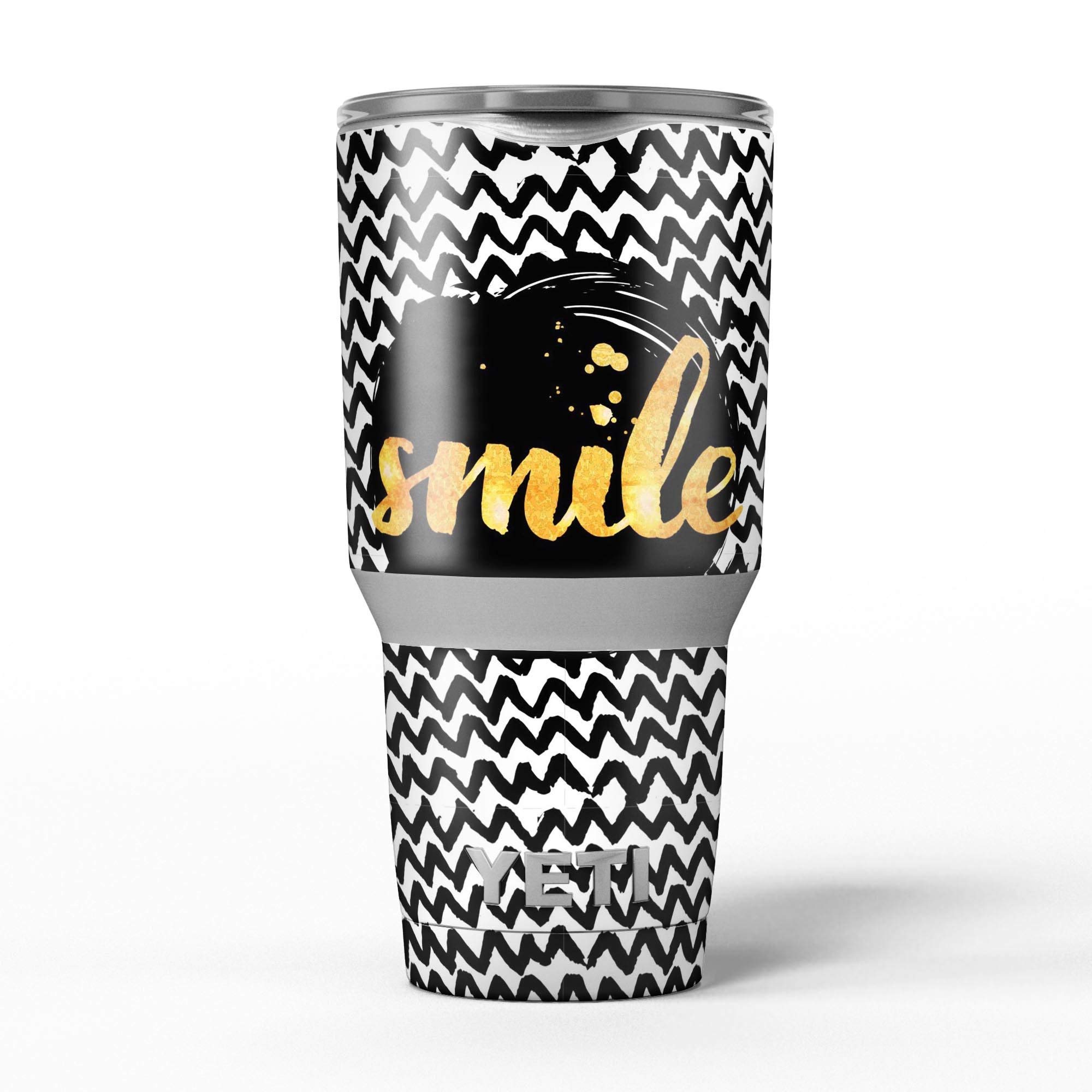 Design Skinz Smile Sketch on Foil - Skin Decal Vinyl Wrap Kit Compatible with The Yeti Rambler Cooler Tumbler Cups