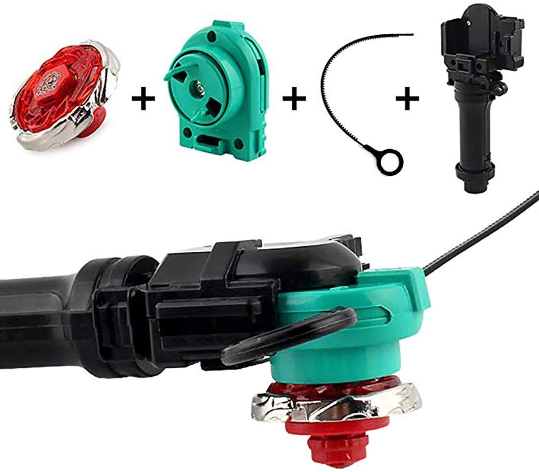 Bey Metal Fusion Blades Burst Turbo Evolution Battling Tops Master Starter Set Storm Pegasus/Flame Libra/Earth Eagle/ Lightning L-Drago with 4D Spinning Launcher Grip,Burst Gyro Toy Set Gift for Boys