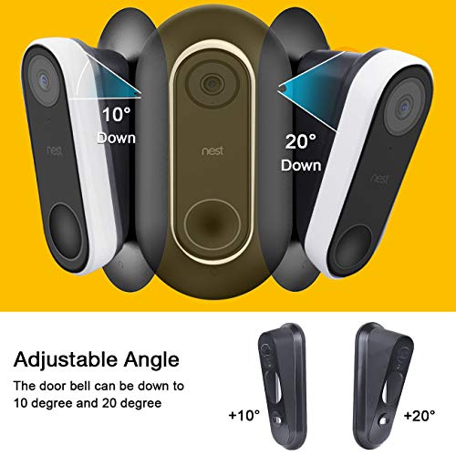 HOLACA Angle Mount for Google Nest Hello Doorbell with Downward 10&20 Degree Wedge,Wall Plate Cover Mounting Bracket Kit Compatible with Nest Hello Video Doorbell (Black)