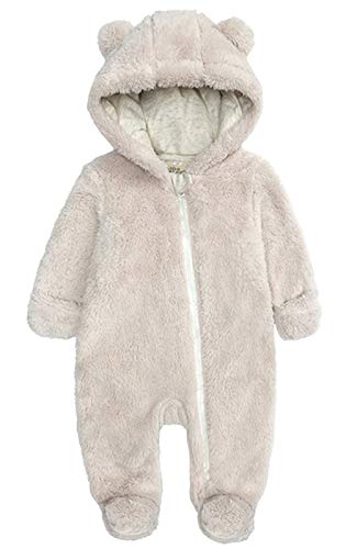 TAOHONG Newborn Baby Jumpsuit Hooded Fleece Rompers Infant Bear Ear Snowsuit Warm Outwear Outfits
