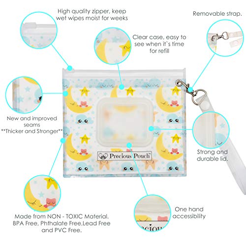 Precious Pouch Best Refillable Wet Wipe Dispensers Portable, Lightweight and Travel Friendly. (Twinkle Little Star, Complete Set - Extra Large, Slim & Mini Pouch)