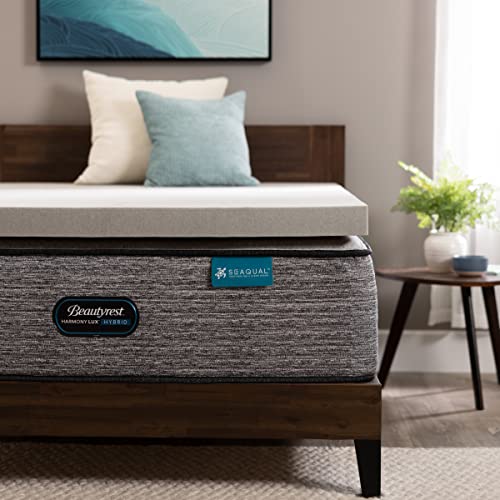 Beautyrest Black Diamond Cooling, Pressure-Relieving Memory Foam Mattress Topper, Full, 3-Inch, Grey