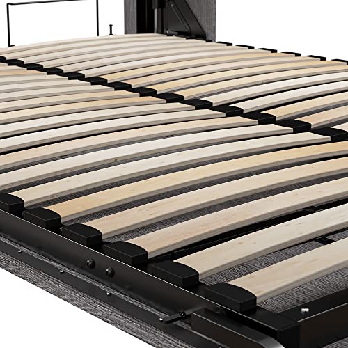 Bestar Pur Queen Murphy Bed and 2 Shelving Units, 115-inch Space-Saving Wall Bed with Storage