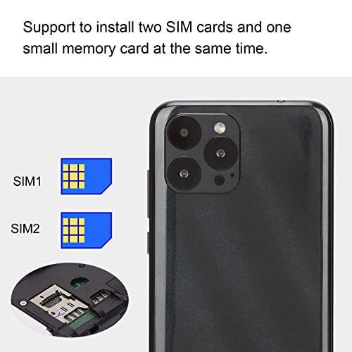 IP13 Pro Max Unlocked Cell Phone, 6.1inch HD Display, 32GB, Dual SIM Card, Factory Unlocked Smartphone with Face Recognition, for Android 6, 2800mah Long Standby, with Headset, Phone Case(Black)