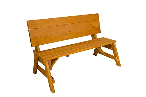 Amish Casual 2-in-1 Heavy-Duty 800 Lb Convertible Picnic Table Bench (Cedar Stain)