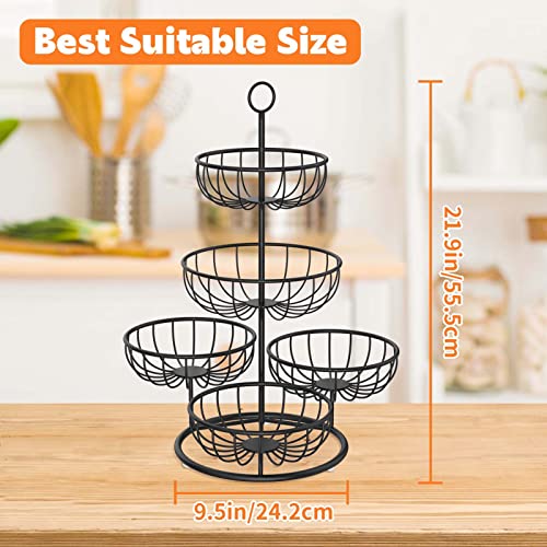 5 Tier Fruit Basket for Kitchen Counter, Large Capacity Metal Wire Countertop Fruit Bowl Vegetables Storage, Detachable SnacksĀ Stand Holder Organizer for Onions Potatoes Produce, Black