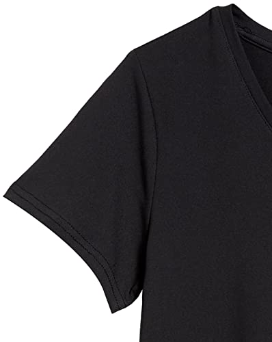Amazon Essentials Women's Tech Stretch Short-Sleeve V-Neck T-Shirt (Available in Plus Size), Pack of 2, Black, Medium