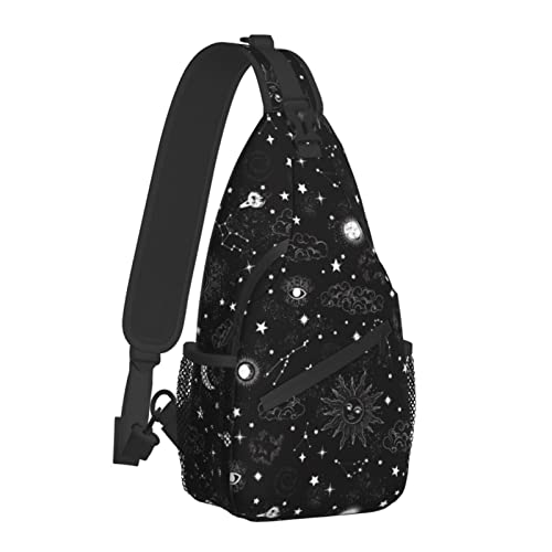 AJUNJUNPAI Star Moon Starry Sky Small Crossbody Backpack Sling Bag For Women Men Travel Hiking Chest Bag Daypack