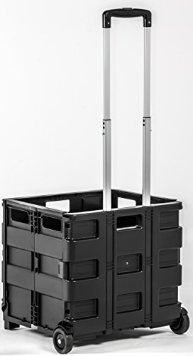 dbest products Quik Cart Topless without Lid Travel Portable Mobile Storage Collapsible Handcart Rolling Utility Heavy Duty, Black