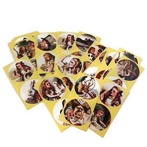 Alice in Wonderland Sticker Labels - Vintage Envelope Seal and Party Favor Collection - Set of 50