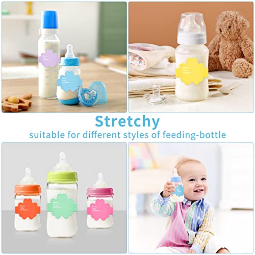 Baby Bottle Labels for Daycare,Original Flower Design for Write and Reuse Baby Bottle Labels 6 Packs use to fit for Dr.Brown 4 Ounce and All Other Bottles