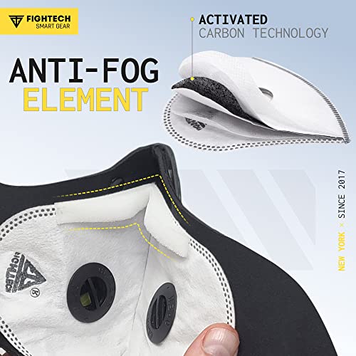 FIGHTECH 2 x Dust Masks | Combo Kit with 10 x Active Carbon Filters | 2 x Extra Air Valves | Face Mask for Woodworking | Washable and Reusable (Medium, Black)