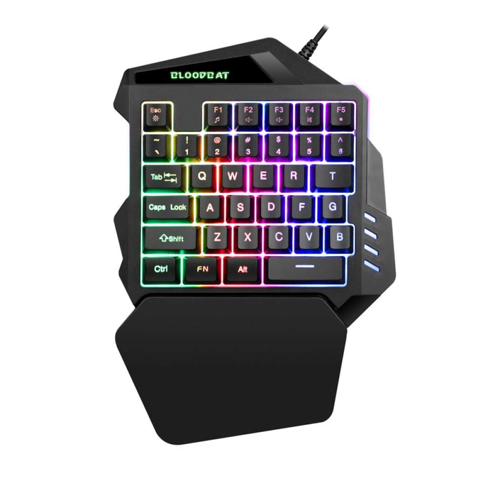 Arilove One-Handed Gaming Keyboard,RGB LED Wired Mechanical Mini Gaming Keyboard (Black, 2318.54cm)