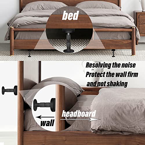 BEDEXUT Adjustable Threaded Headboard Stoppers/Bumper Against Wall, 4 Pack Behind Bed Frame Protector Antishake Tool, Bed Shake Support Stabilizer Device for Anti-Knocking,Banging,Squeaking,Rocking
