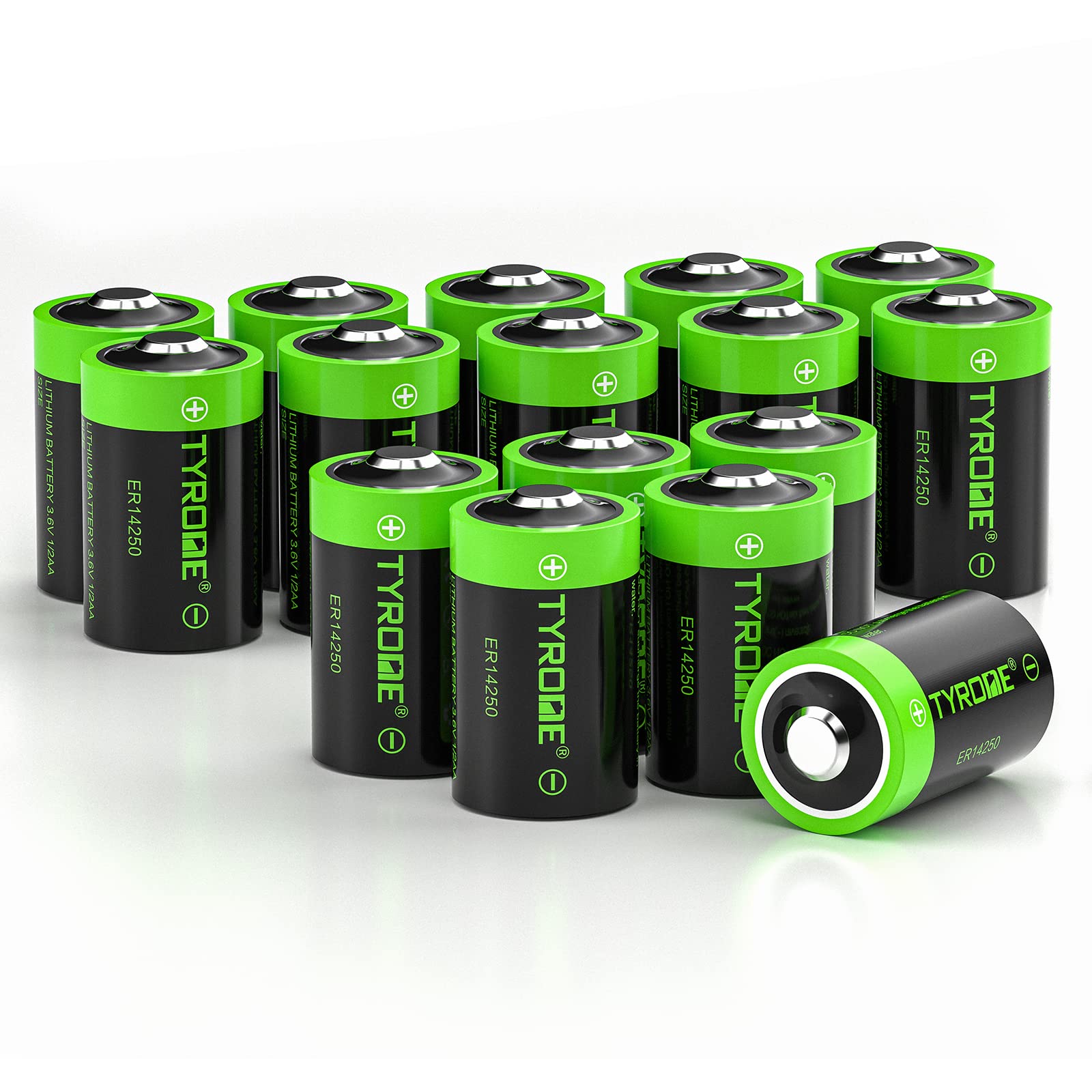 tyrone ER14250 1/2AA 3.6v Lithium Battery LS14250 1200 mAh 1/2aa Batteries Compatible with Dogwatch Dog Collar Meter Sensor/Movement Monitor/Home Security/Alarm System [ Value Packing ][ 16 Pack ]
